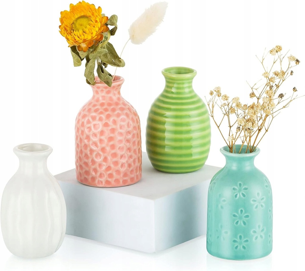 Hewory Mini ceramiczny wazon nowoczesne małe wazony zestaw 4 sztuki ... Hewory Mini ceramiczny wazon nowoczesne małe wazony zestaw 4 sztuki ...