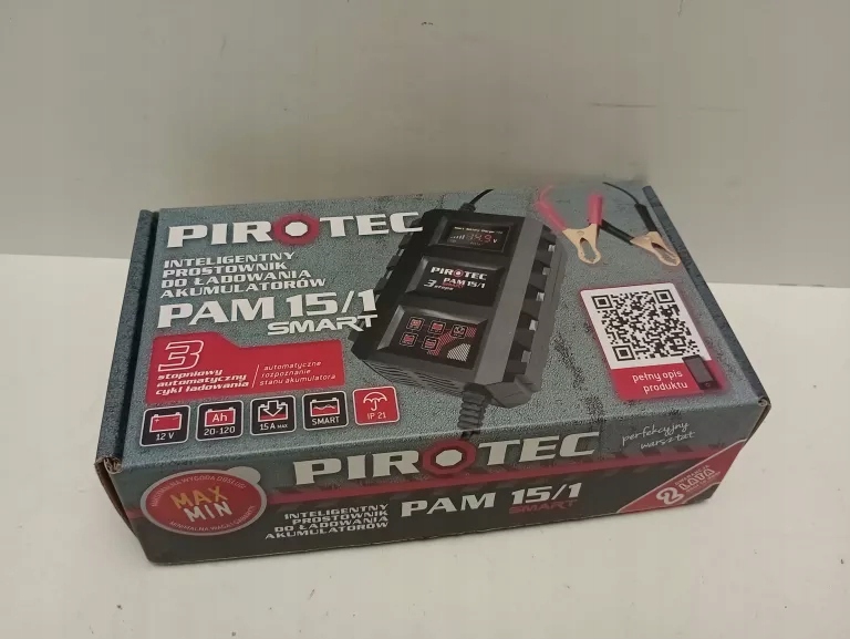 PROSTOWNIK SAMOCHODOWY 20-120AH 12V 15A PIROTEC PAM 15/1 - 14594672297 - oficjalne archiwum Allegro