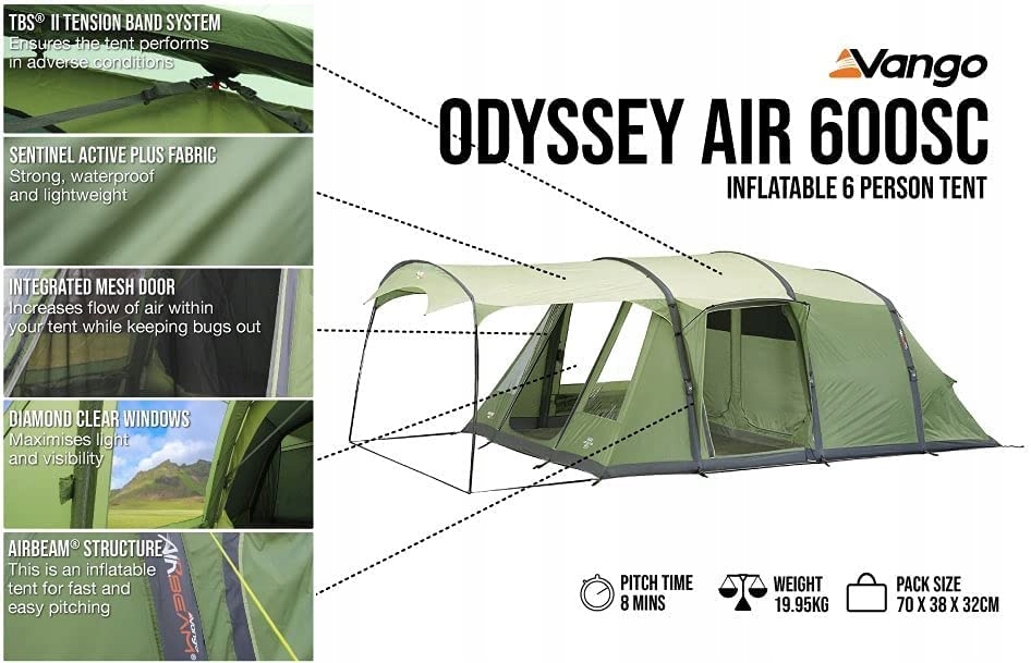 Namiot dmuchany 6 os. Vango Odyssey Air 600SC OPIS - 12000245603 ...