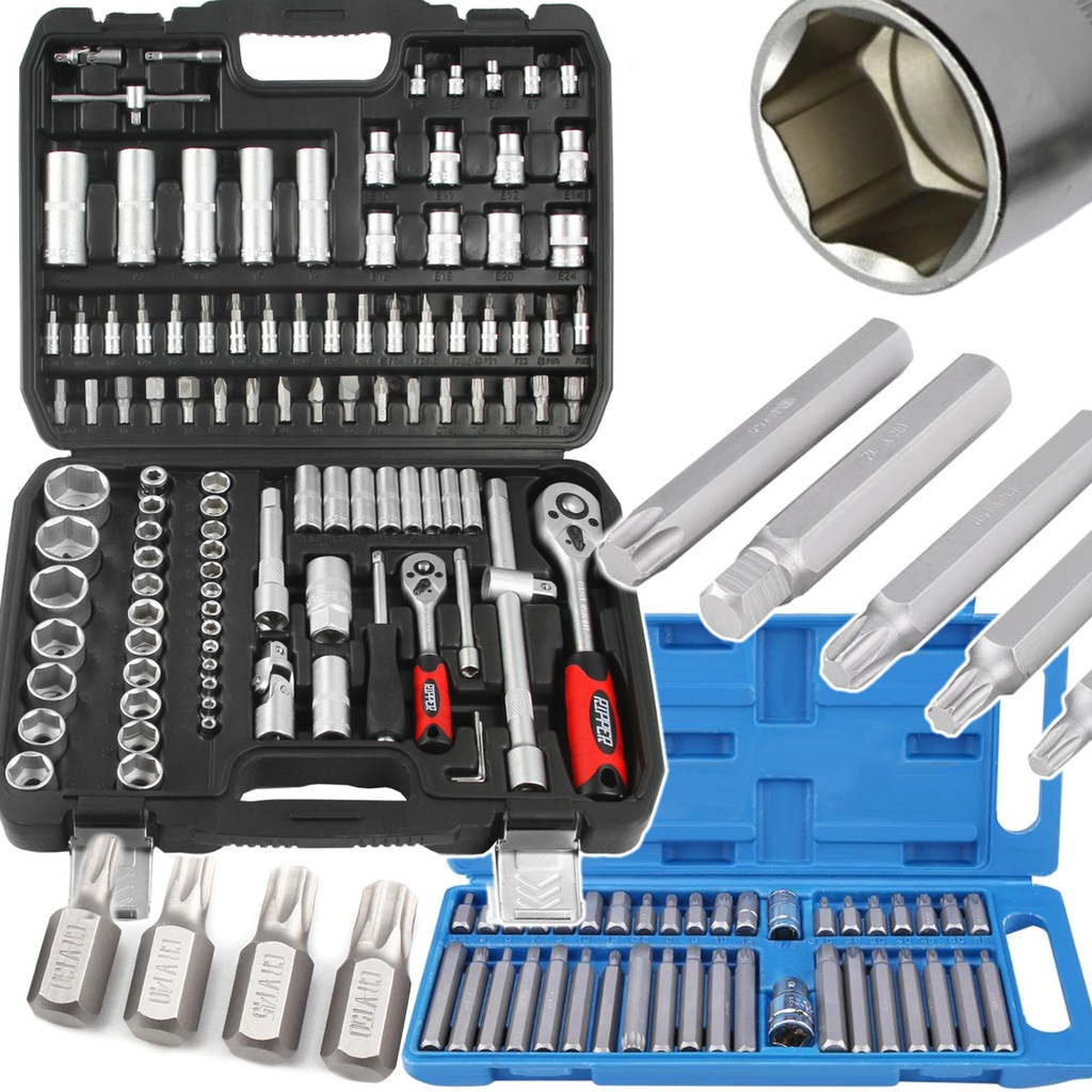 ZESTAW KLUCZY 148el KLUCZE NASADOWE 108szt TORX 40 - 11186879042 - oficjalne archiwum Allegro