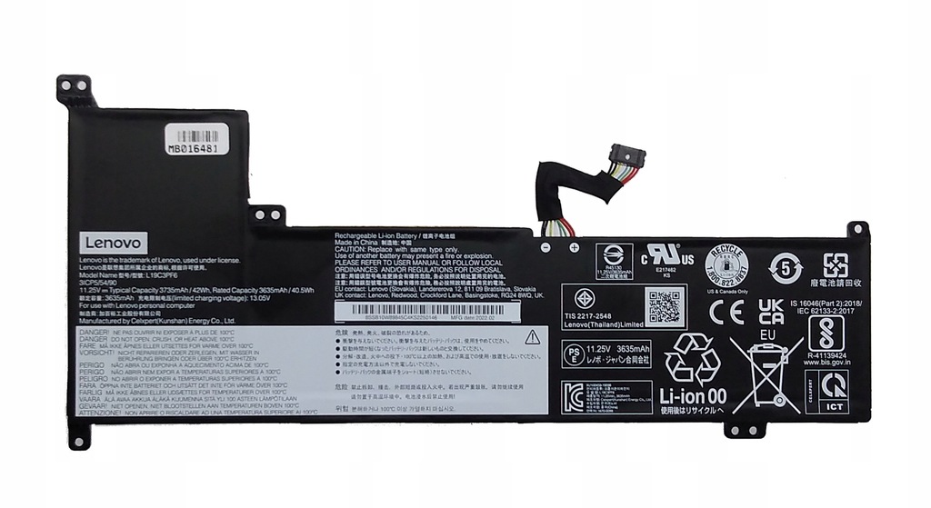 L19C3PF6 ORYGINALNA BATERIA LENOVO IDEAPAD 3 17IML05 MFG DATE: 2022/05 ...