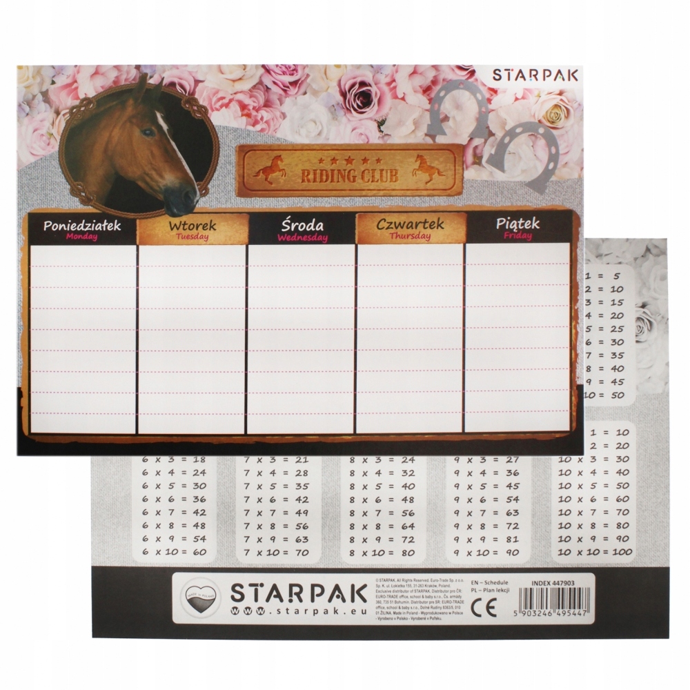 Plan Lekcji Z Tabliczką Mnożenia A5 Horses Starpak - 11607138162 - oficjalne archiwum Allegro