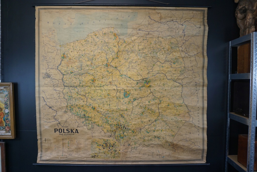 Mapa szkolna PRL Polska mapa gospodarcza Warszawa 1969 Śląsk ...