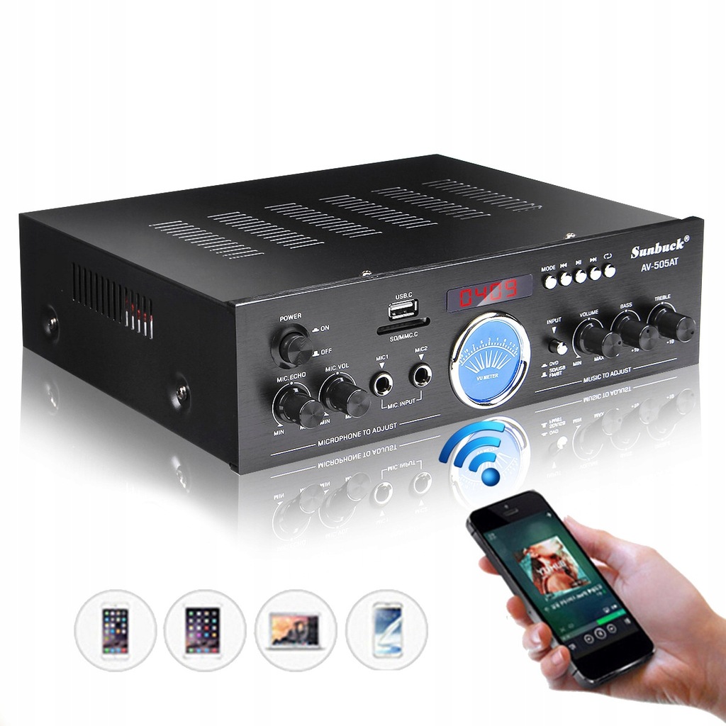 AMPLITUNER WZMACNIACZ STEREO BLUETOOTH USB PILOT - 11475202570 - oficjalne archiwum Allegro