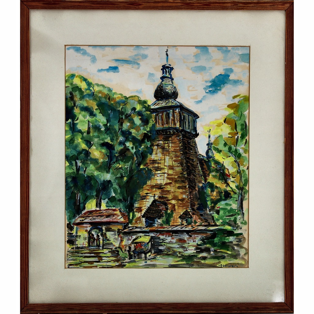 Józef Janczewski obraz KOŚCIÓŁ akwarela - 13175500150 - oficjalne ...