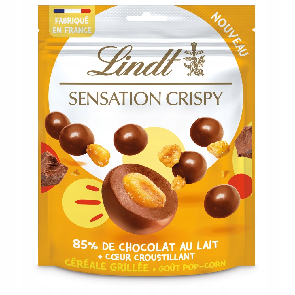 LINDT SENSATION CRISPY CZEKOLADKI KULECZKI DRAŻE MLECZNA CZEKOLADA 140g ...