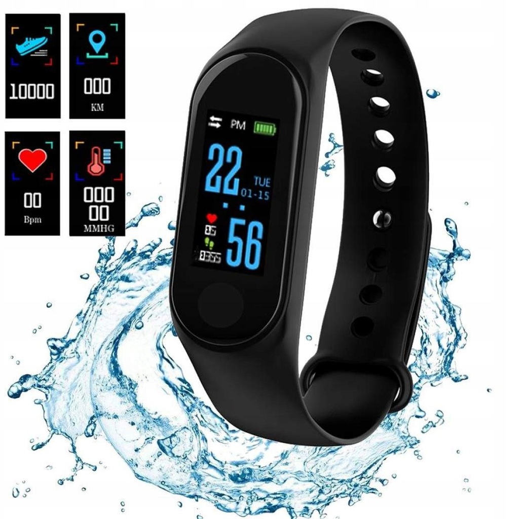 M3 SMARTBAND OPASKA SPORTOWA PULSOMETR SMARTWATCH - 8198755336 ...