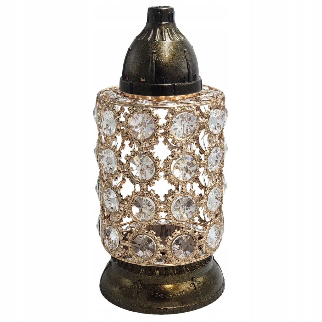 Luksusowy Znicz – Złoty Ażurowy Lampion Premium z Kryształkami, 37 cm ...