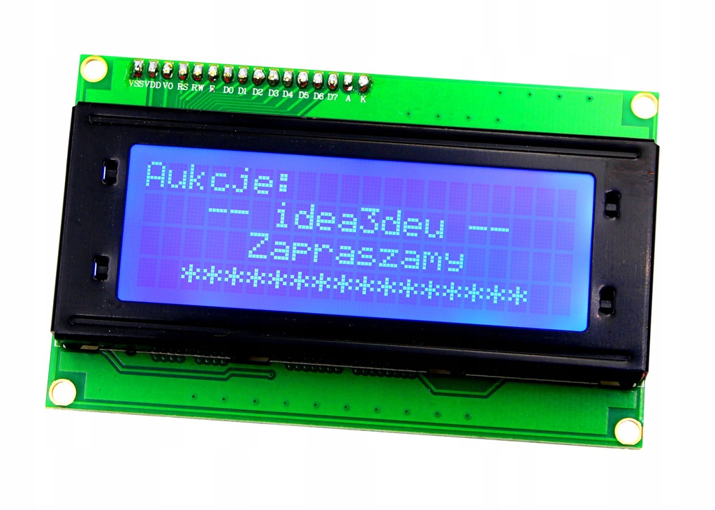 Wyświetlacz LCD 4x20 niebieski HD44780 - QC2004A - 12490574720 ...