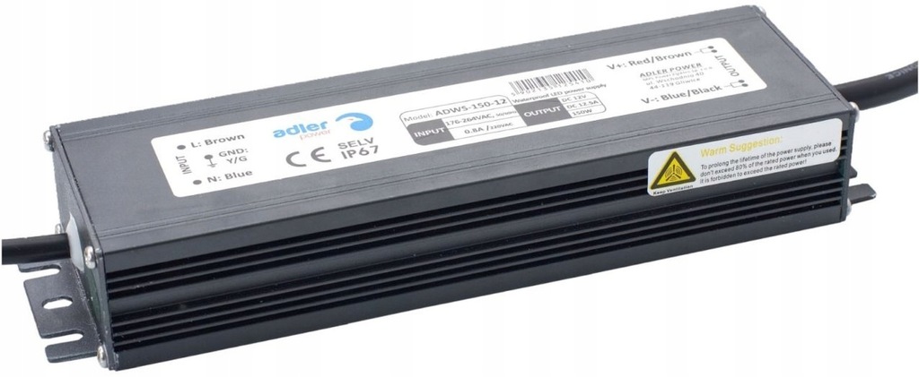 ZASILACZ STAŁONAPIĘCIOWY TRANSFORMATOR 12V IP67 - 13139937717 - oficjalne archiwum Allegro