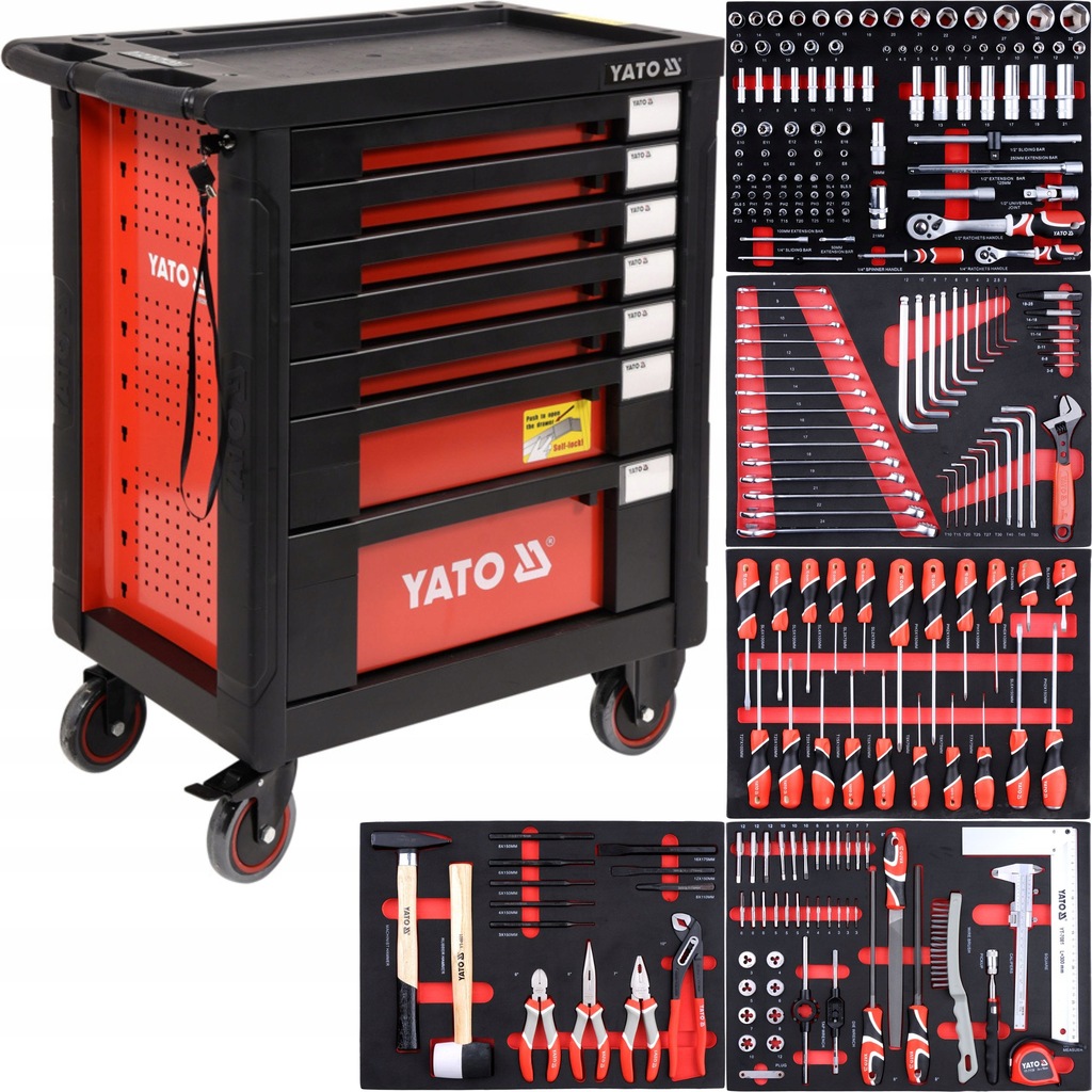 SZAFKA NARZĘDZIOWA WÓZEK WARSZTATOWY YATO 211 EL. - 14667527690 - oficjalne archiwum Allegro
