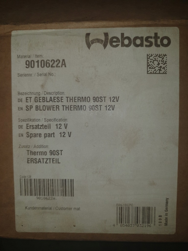 SILNIK WEBASTO THERMO 90 ST 12 V Oryginał - 11763288392 - oficjalne ...