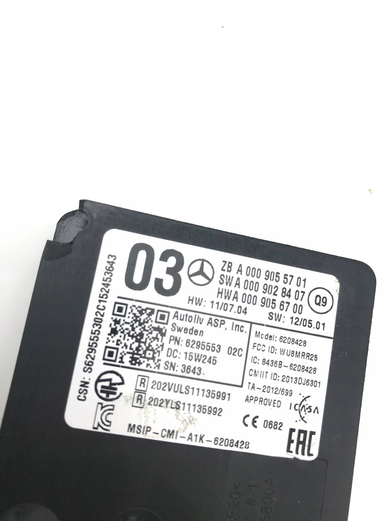 RADAR SENSOR MERCEDES A0009055701 CLS W218 CL GLK - 11970849131 ...