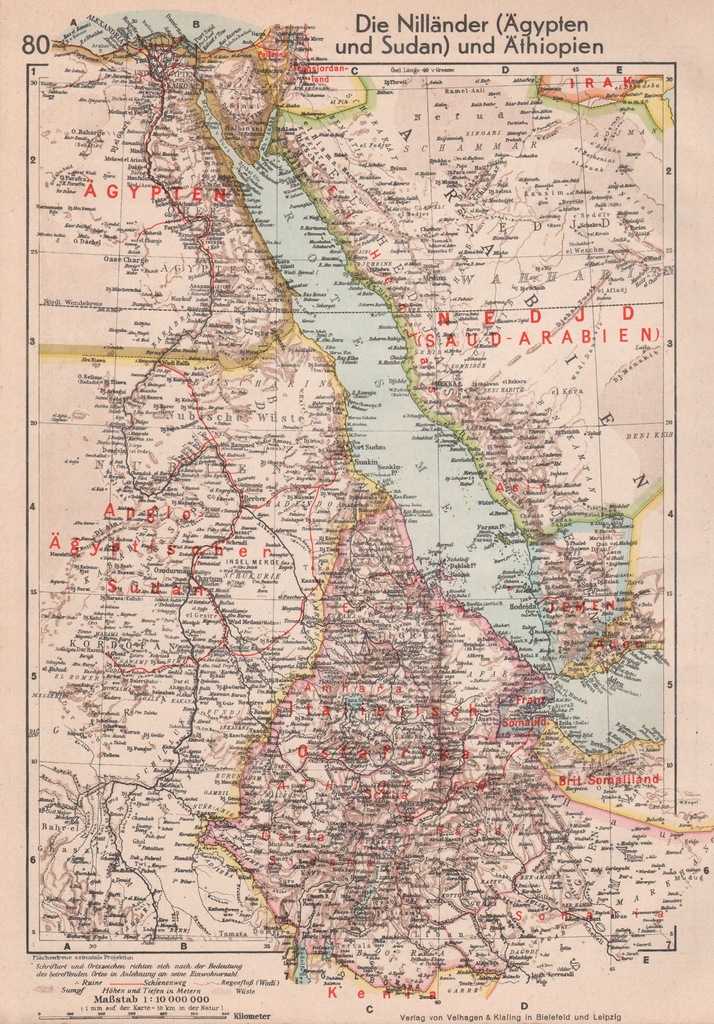 EGIPT SUDAN MORZE CZERWONE Mapa 1941 rok ORYGINAŁ - 12906419709 ...