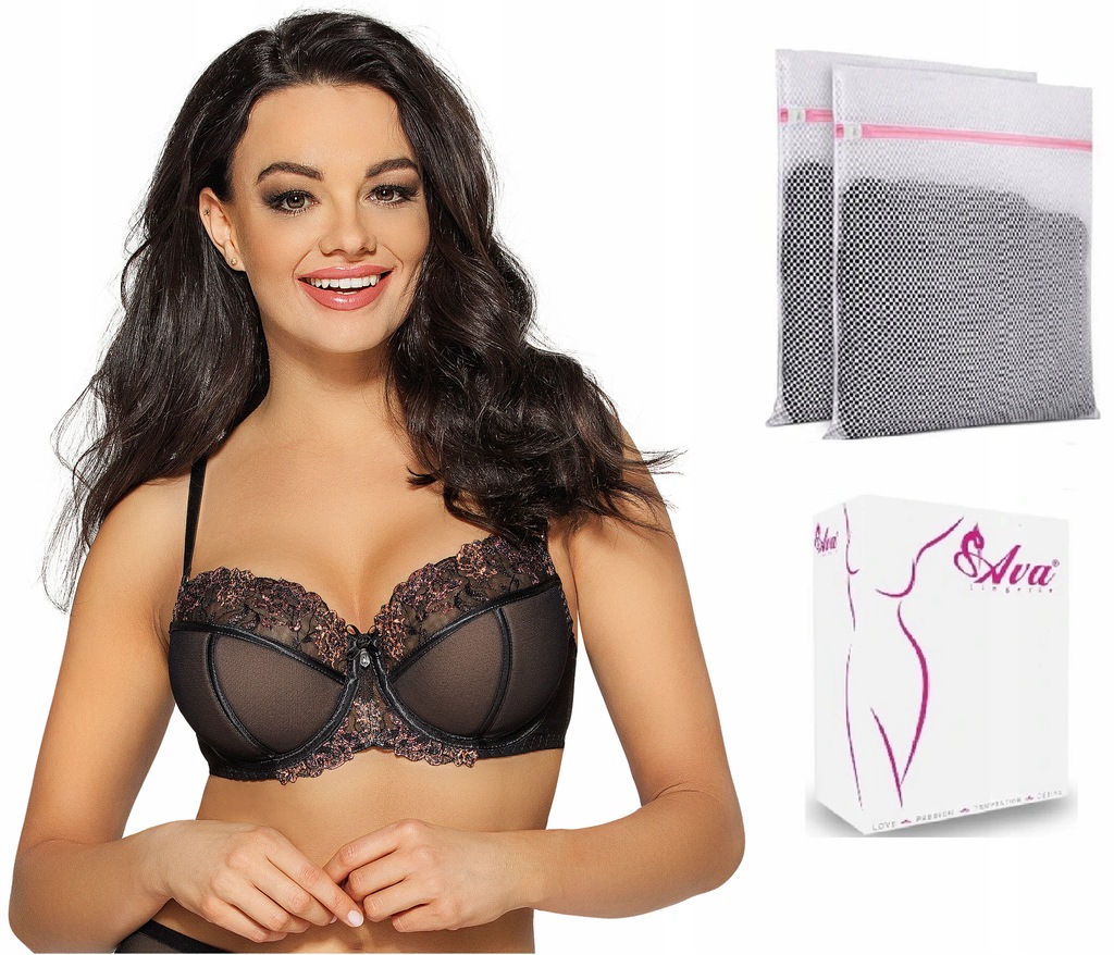 Biustonosz AVA 2025 HELLIA czarny semi soft 95G - 12587631260 - oficjalne archiwum Allegro