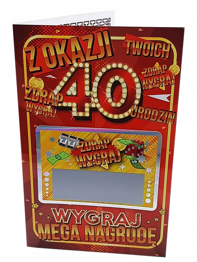 Prezent dla kobiety na 40 urodziny kartka zdrapka - 11485560845 - oficjalne archiwum Allegro