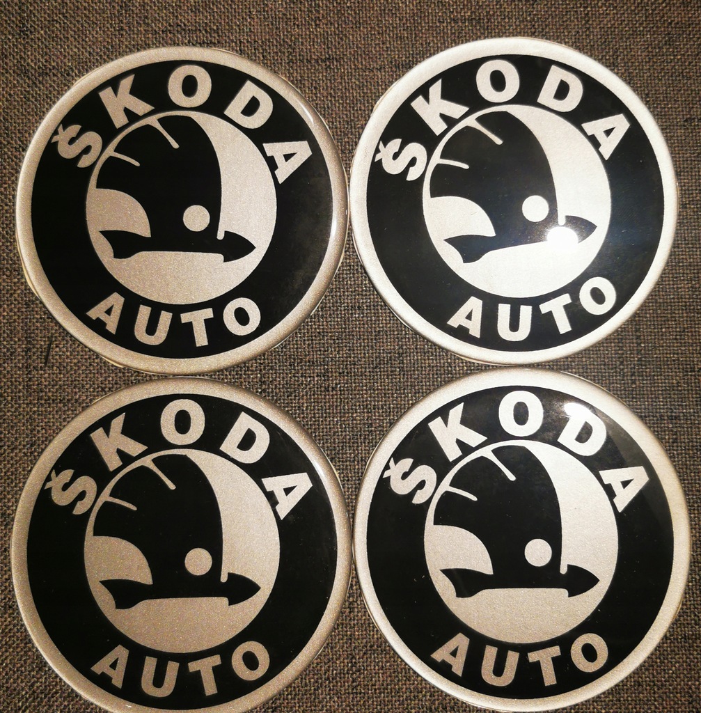 Naklejki emblematy Skoda 90mm na kołpaki dekielki - 11732338739 ...