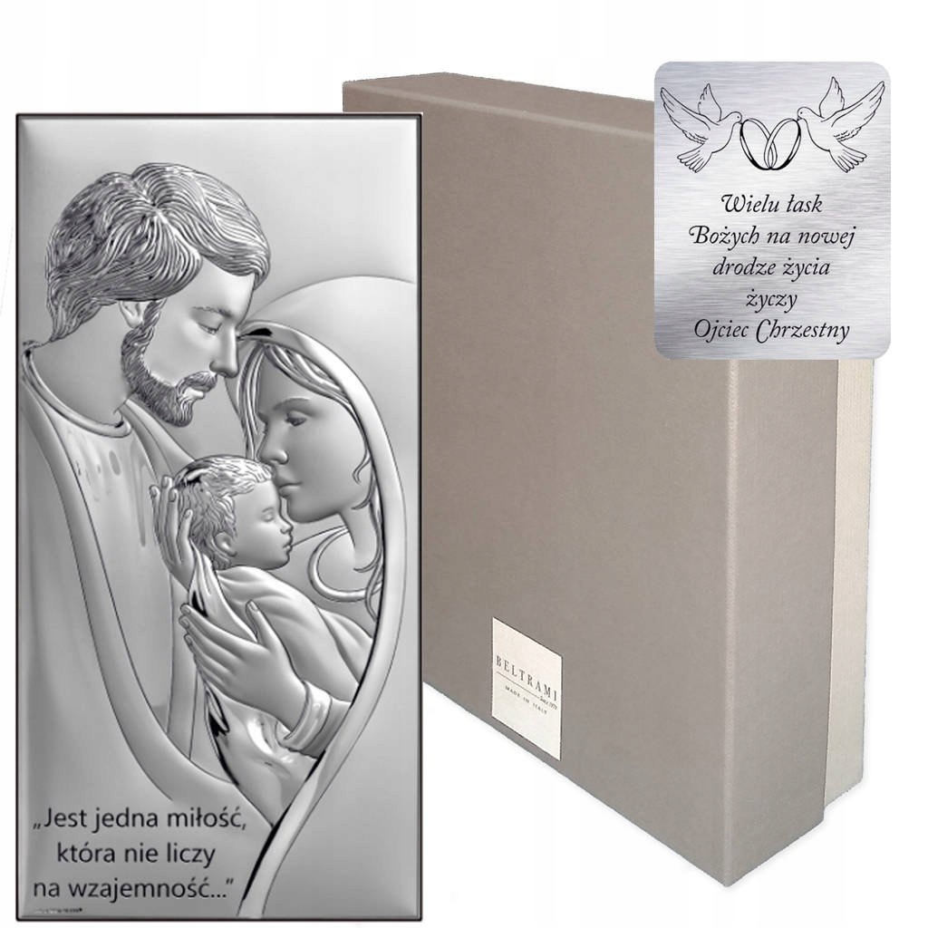 Srebrny duży obraz Święta Rodzina GRAWER GRATIS! - 11616260119 - oficjalne archiwum Allegro