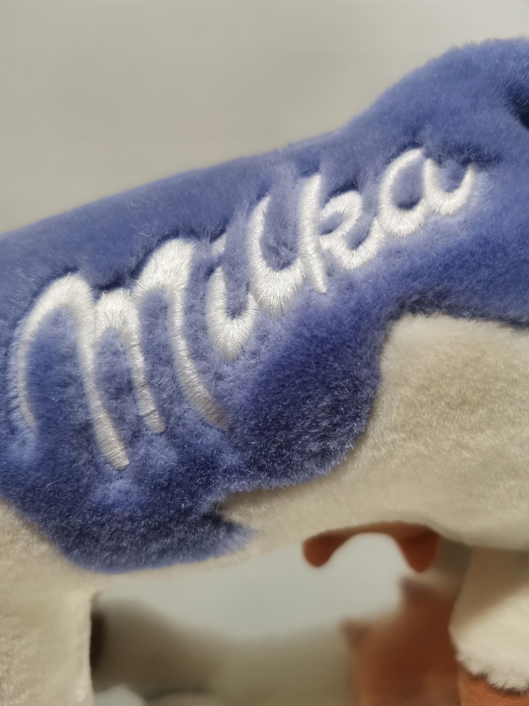 Fioletowa KROWA Milka krówka stojąca maskotka 29cm - 11151779477 ...