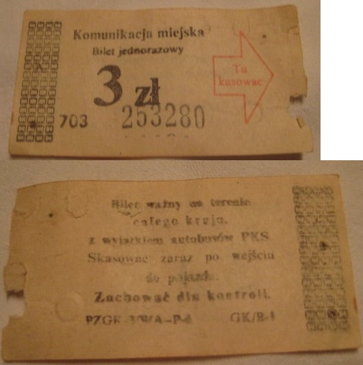 STARY BILET JEDNORAZOWY KOMUNIKACJA MIEJSKA - PRL - 7811310175 - oficjalne archiwum Allegro