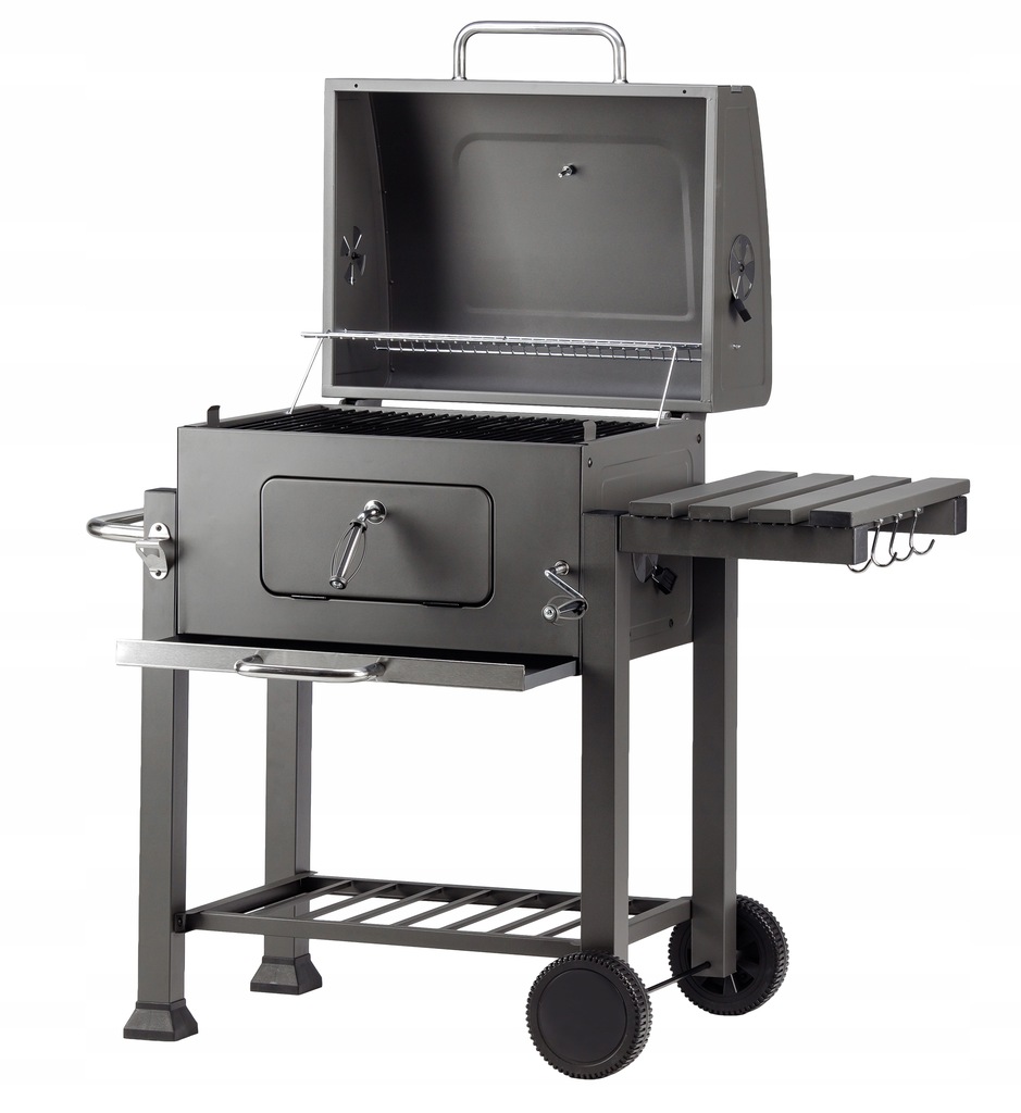 GRILL OGRODOWY Z POKRYWĄ PÓŁKI POPIELNIK TERMOMETR - 7845325019 ...