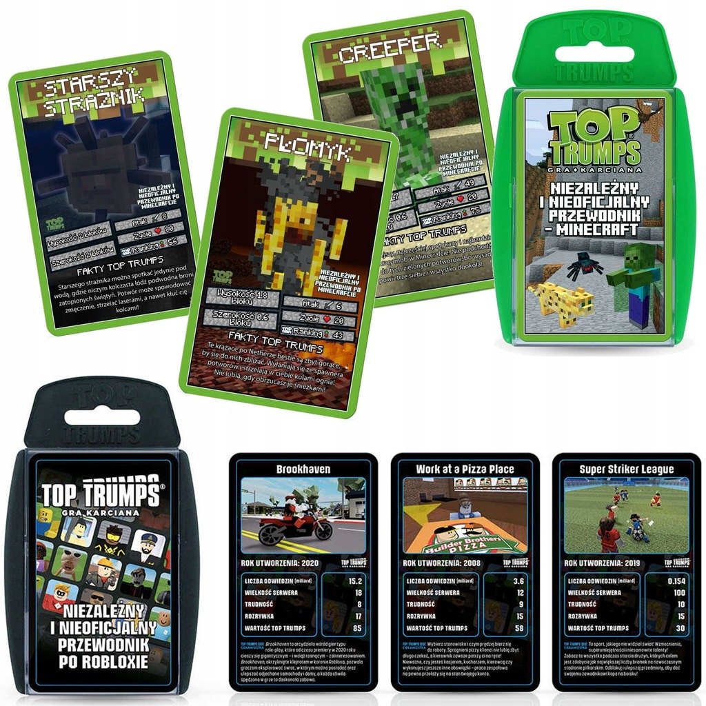 TOP TRUMPS ZESTAW MINECRAFT + ROBLOX KARTY DO GRY - 12602471475 ...