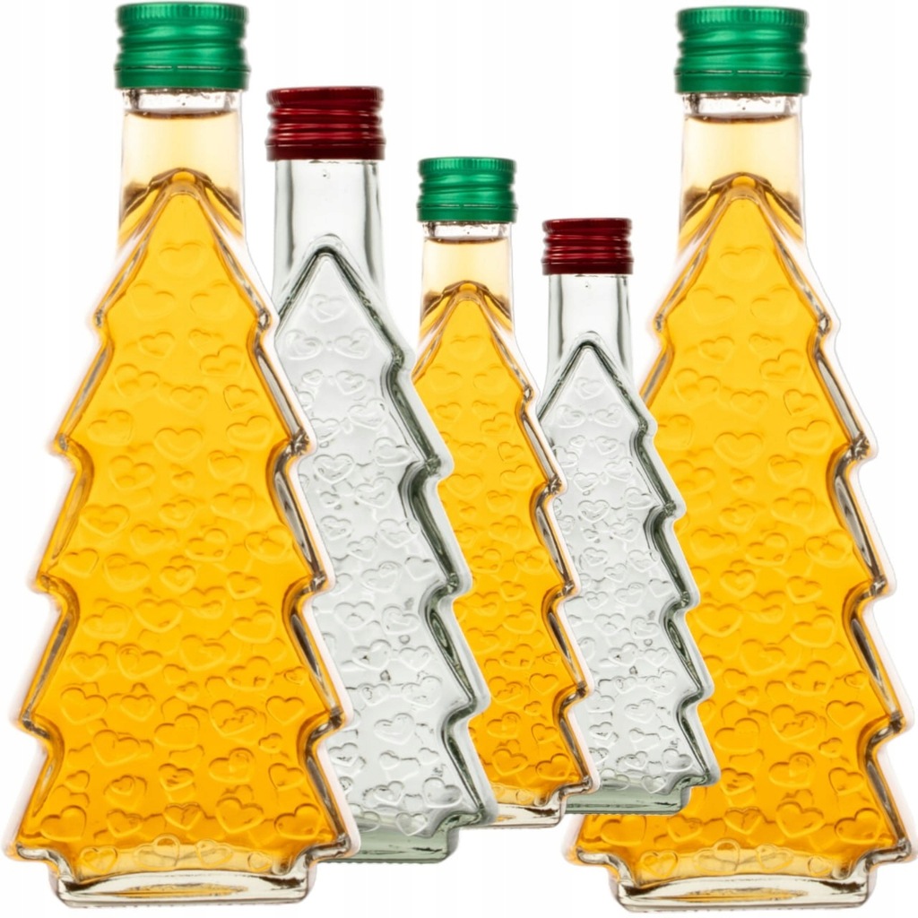 5 x Butelka Szklana Choinka 250 ml Serca na Miłosny Trunek Wyśmienita ...