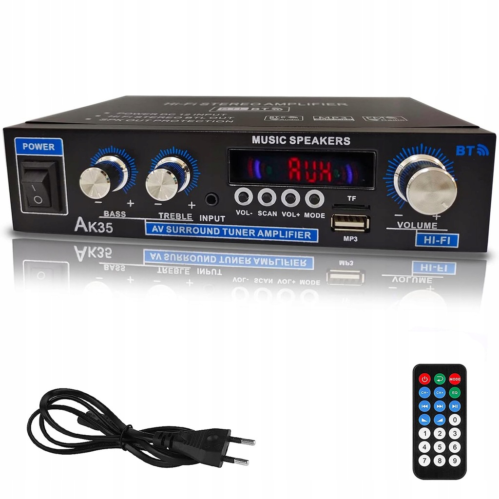 WZMACNIACZ HI-FI BLUETOOTH AUX FM 600W Z PILOTEM - 14027908100 - oficjalne archiwum Allegro