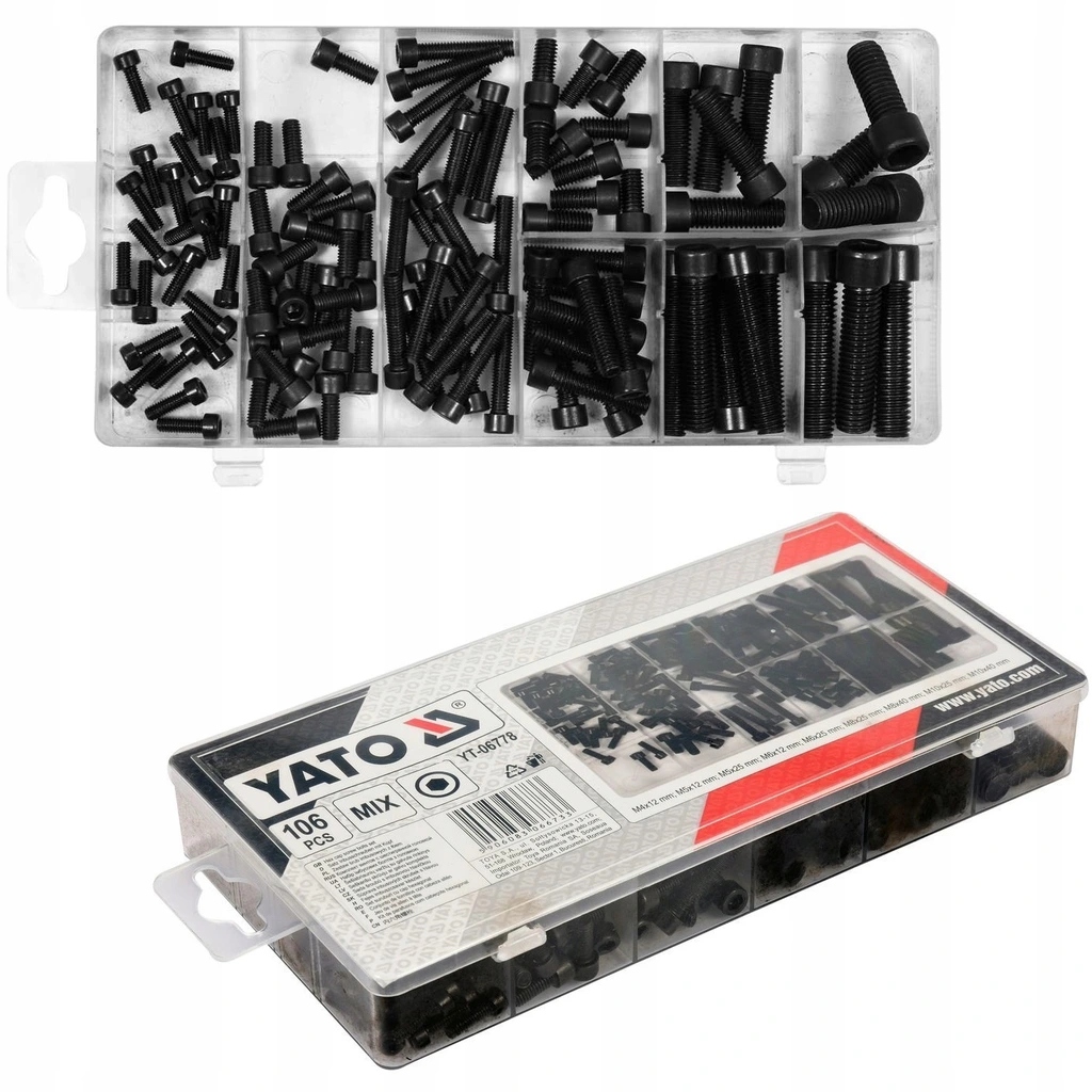 Zestaw śrub imbusowych z łbem 106szt mix rozmiarów - 11513458777 ...