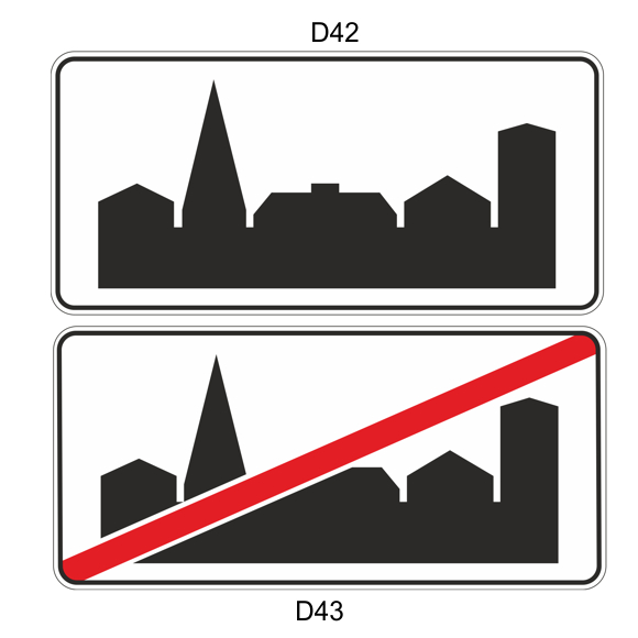 Znak drogowy D42 Obszar zabudowany 530x1200mm F1 - 5964901579 ...