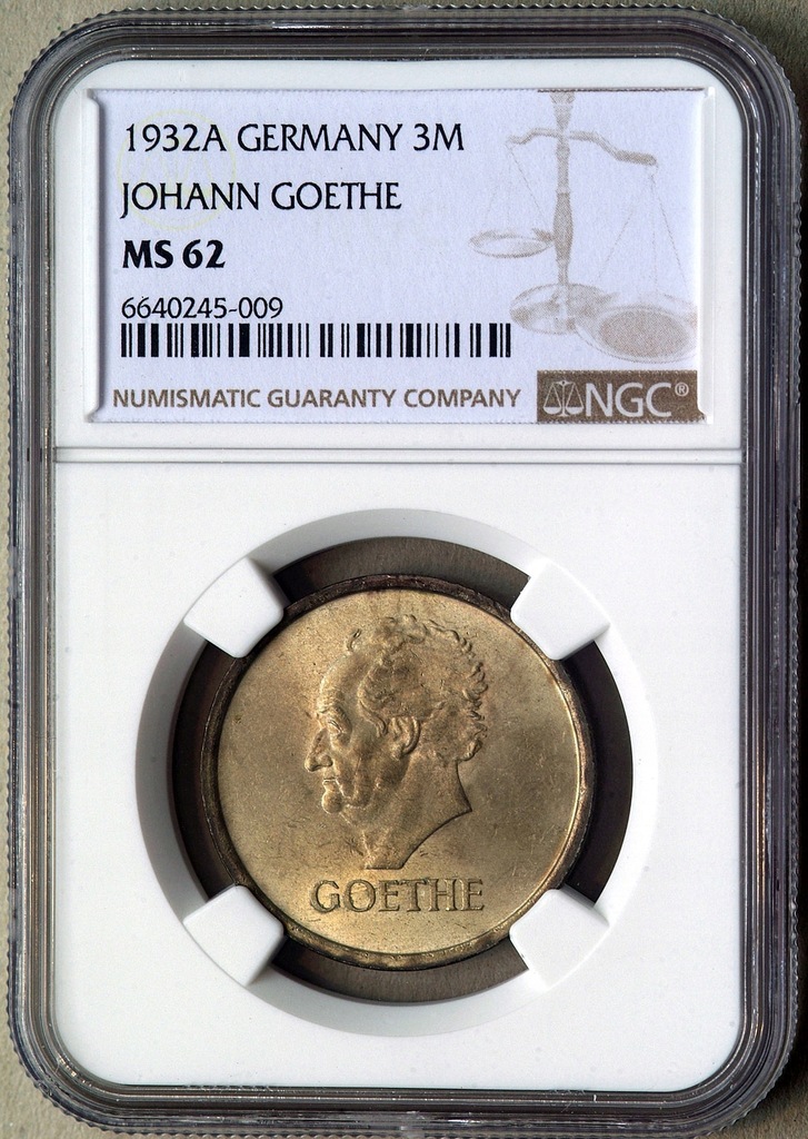 3 marki 1932 A - Goethe - 100. rocznica śmierci * NGC MS 62 - 14591856730 - oficjalne archiwum ...
