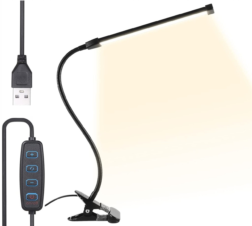 ELASTYCZNA LAMPKA BIURKOWA LED USB KLIPS SZKOLNA NOCNA 3 BARWY DO CZYTANIA - 12771306727 ...