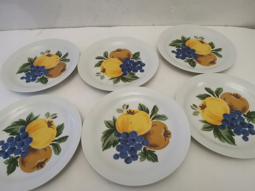 COLDITZ TALERZE Z PRL DESEROWE 6 SZTUK OWOCE - 12247176977 - oficjalne archiwum Allegro