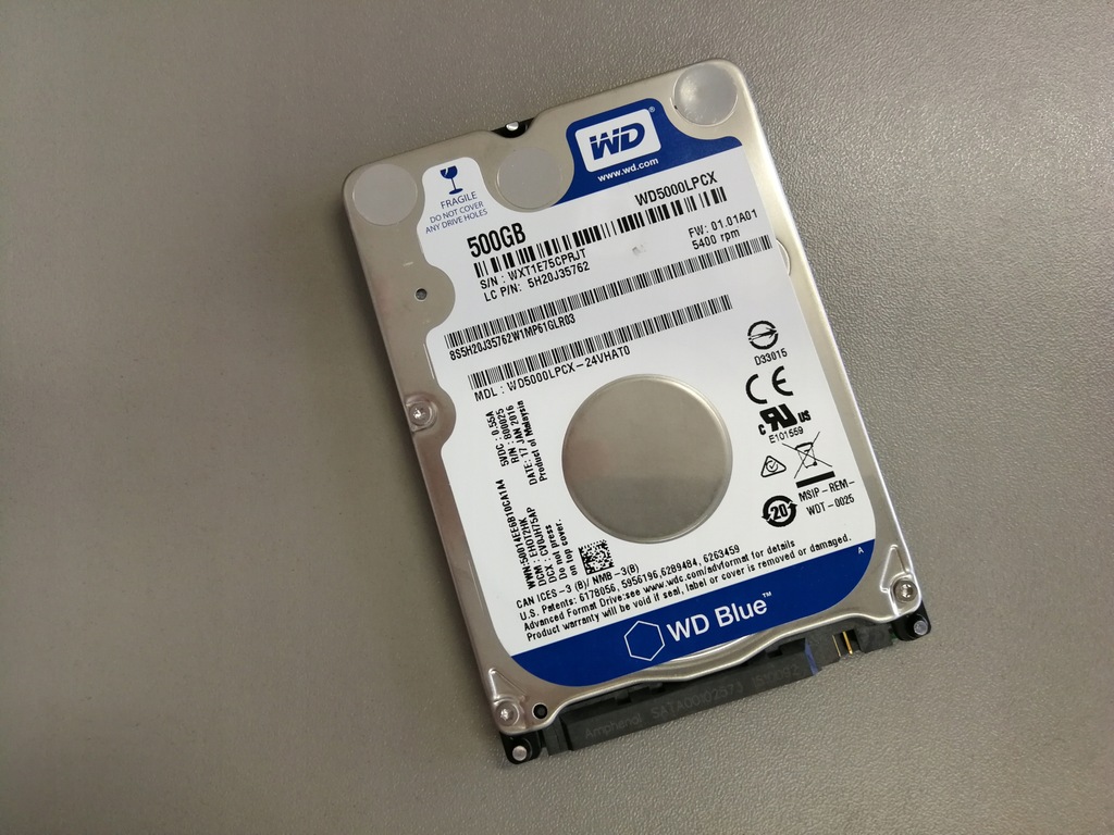 Dysk 2,5" WD Blue 500GB WD5000LPCX 24VHATO #6 - 12820185667 - oficjalne archiwum Allegro
