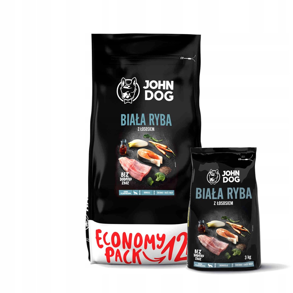 JOHN DOG KARMA DLA PSA BIAŁA RYBA ŁOSOŚ 12kg - 11973805036 - oficjalne ...