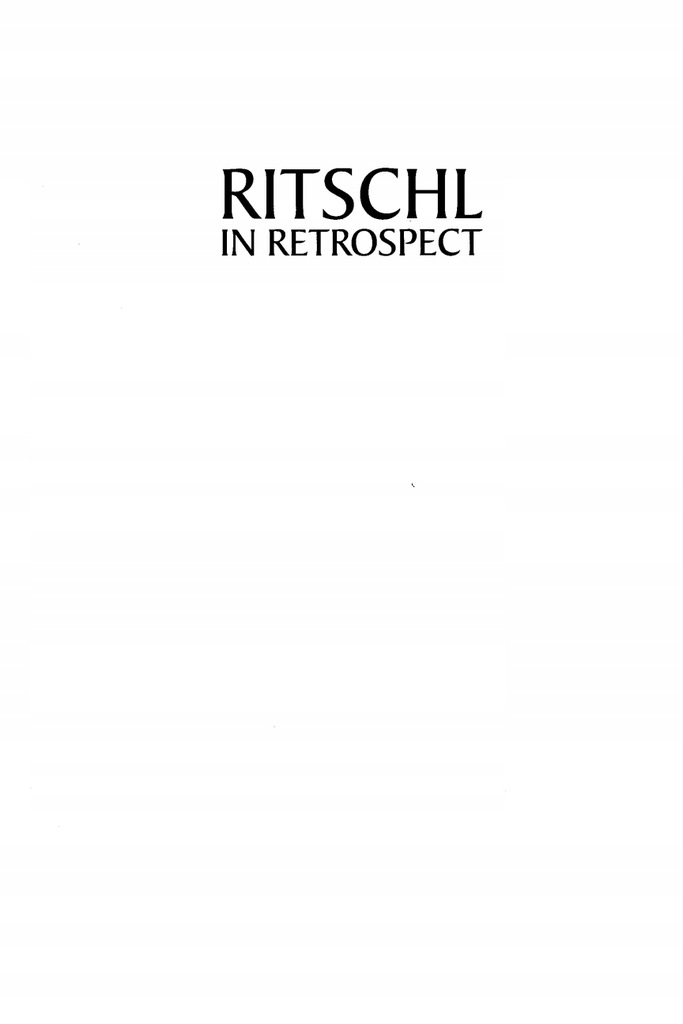 Ritschl in Retrospect - Jodock, Darrell - 13239324845 - oficjalne ...