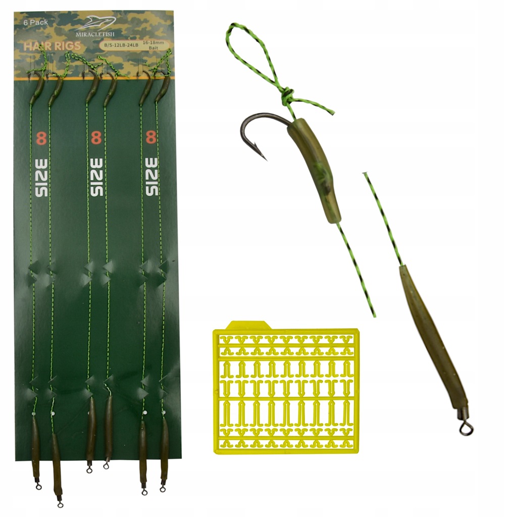 6 x PRZYPON KARPIOWY Z WŁOSEM PLECIONKA HAK r 8 - 11348240236 - oficjalne archiwum Allegro
