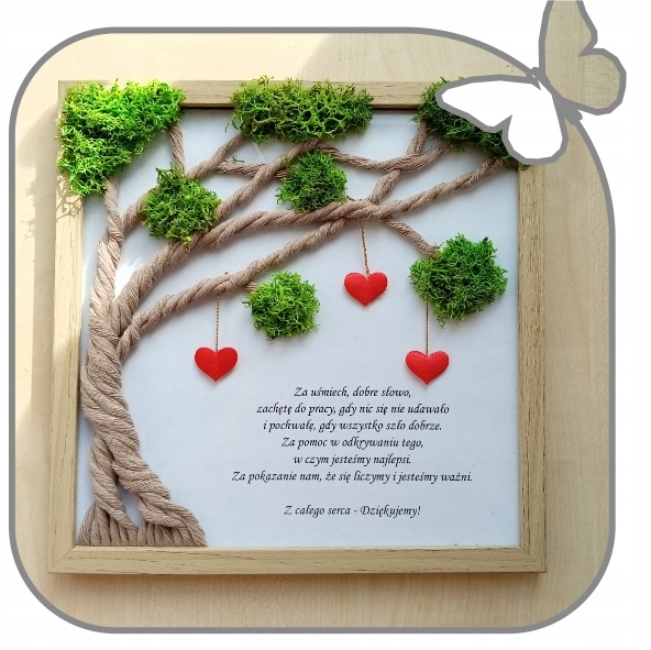 Podziękowania dla nauczyciela rodziców RAMKA Z DRZEWEM makrama dedykacja - 15790627772 ...