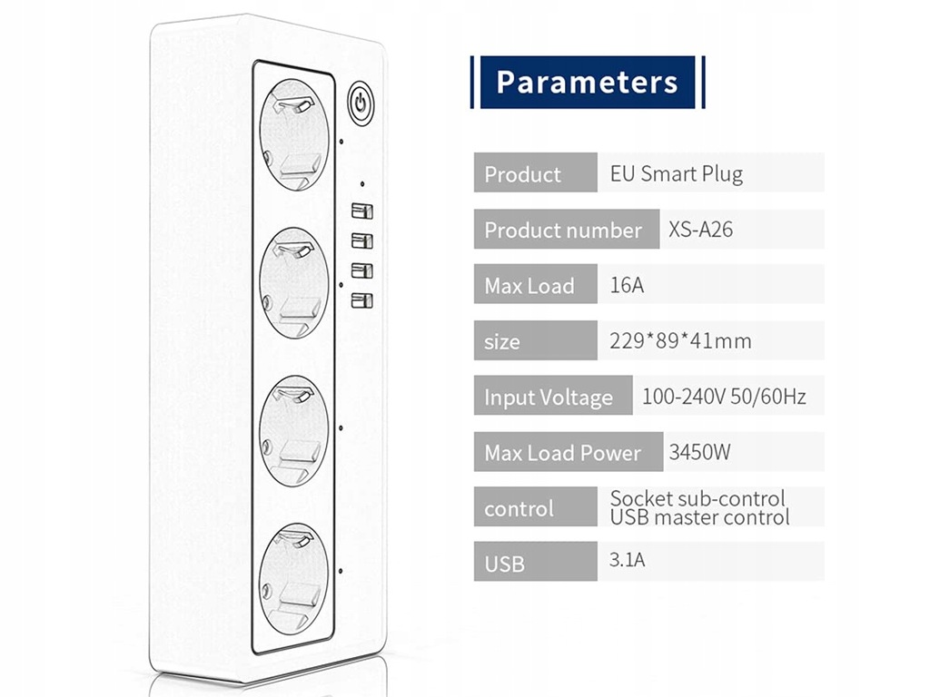 Zasilająca Ledlux Smart Wifi 4 gniazda listwa - 13115602828 - oficjalne ...