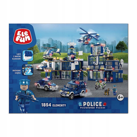 KLOCKI ELEFUN POSTERUNEK POLICJI MEGA DUŻY ZESTAW XXL 1854 el ...