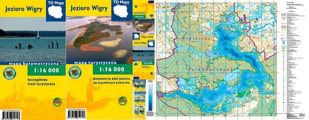 JEZIORO WIGRY MAPA TURYSTYCZNA i BATYMETRYCZNA TD - 9147300510 ...