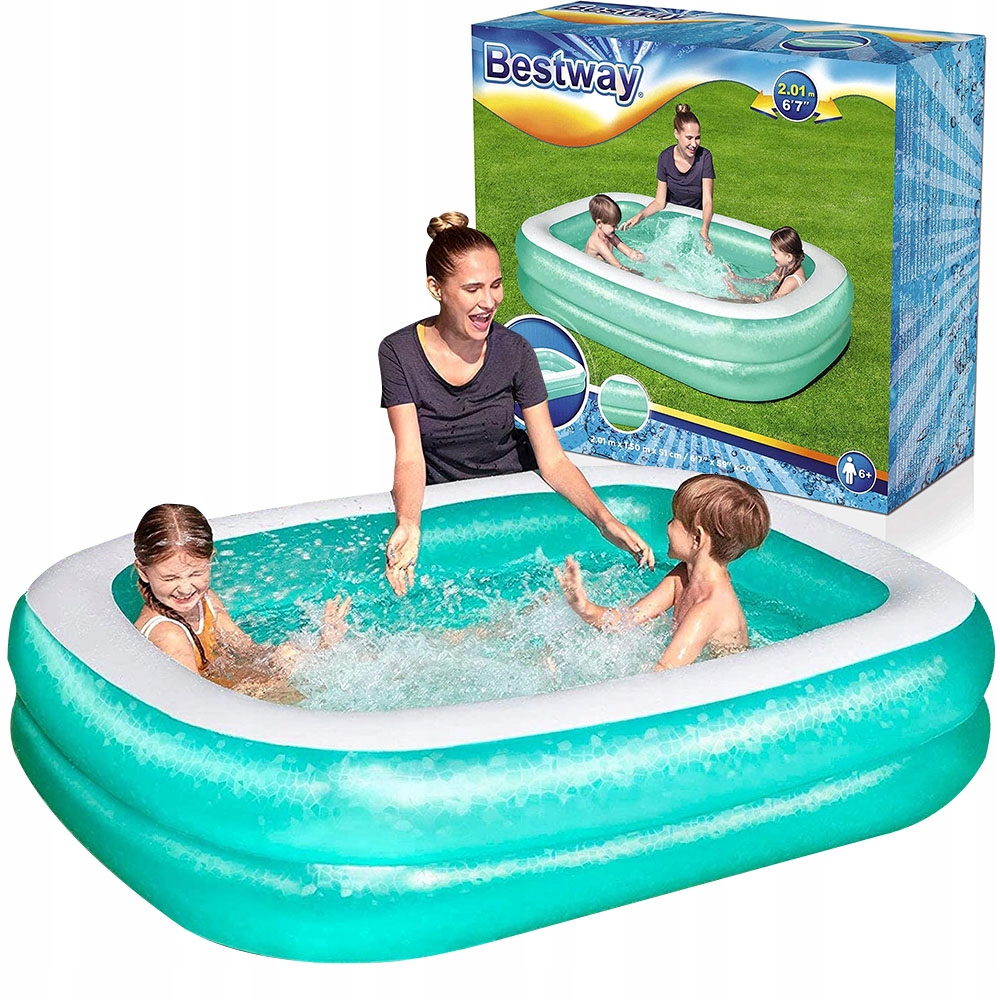 BASEN OGRODOWY DMUCHANY DUŻY RODZINNY PROSTOKĄTNY DO OGRODU 200 X 150CM ...