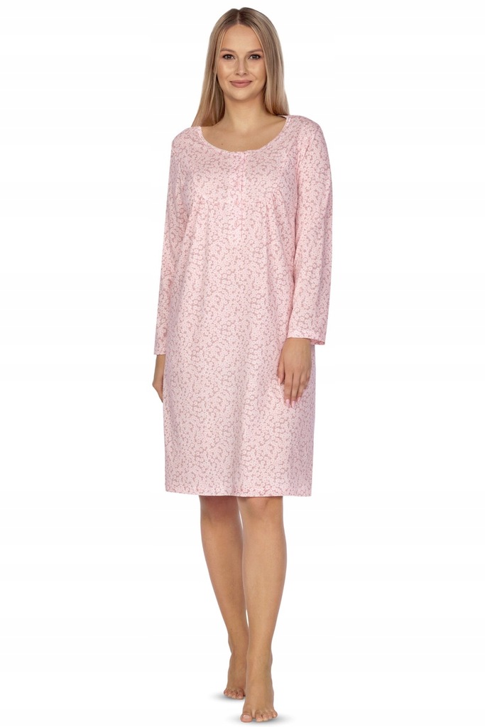 Regina koszula nocna rozpinana 008 M różowa - 14275796986 - oficjalne archiwum Allegro