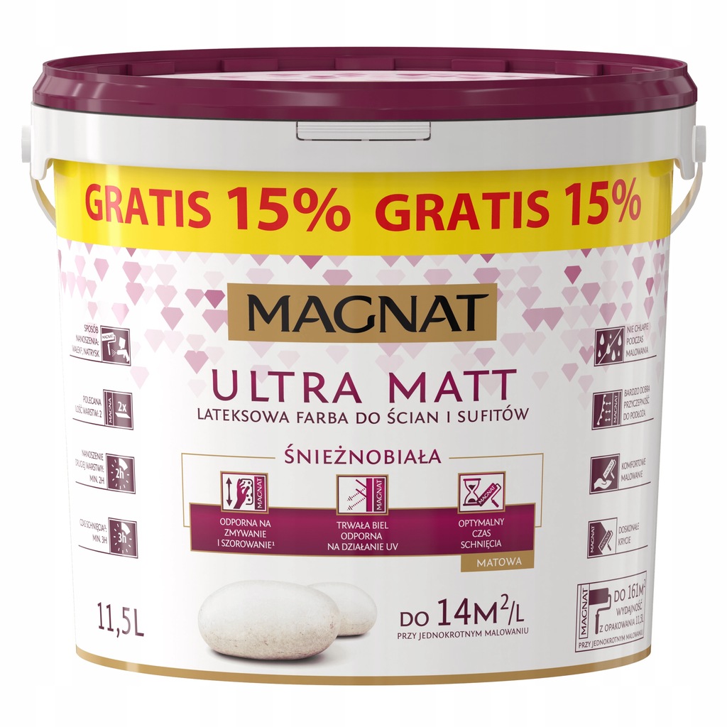 MAGNAT ULTRA MATT LATEKSOWA BIAŁA 10L +15% GRATIS - 12473258069 ...