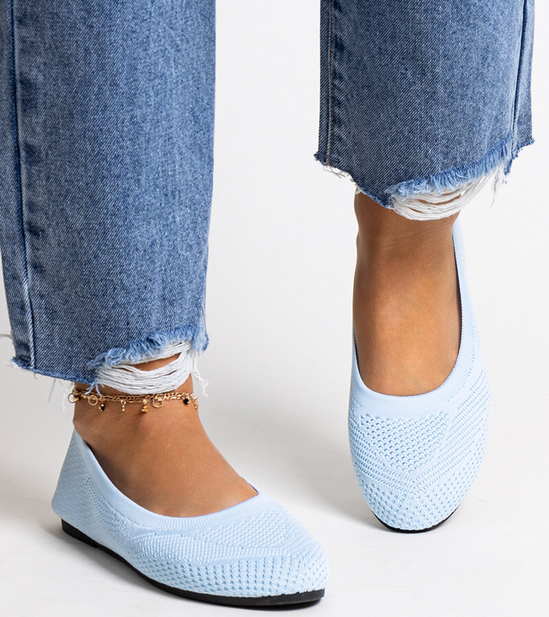 Baleriny damskie niebieskie materiałowe klasyczne 29895 rozmiar 39 ...