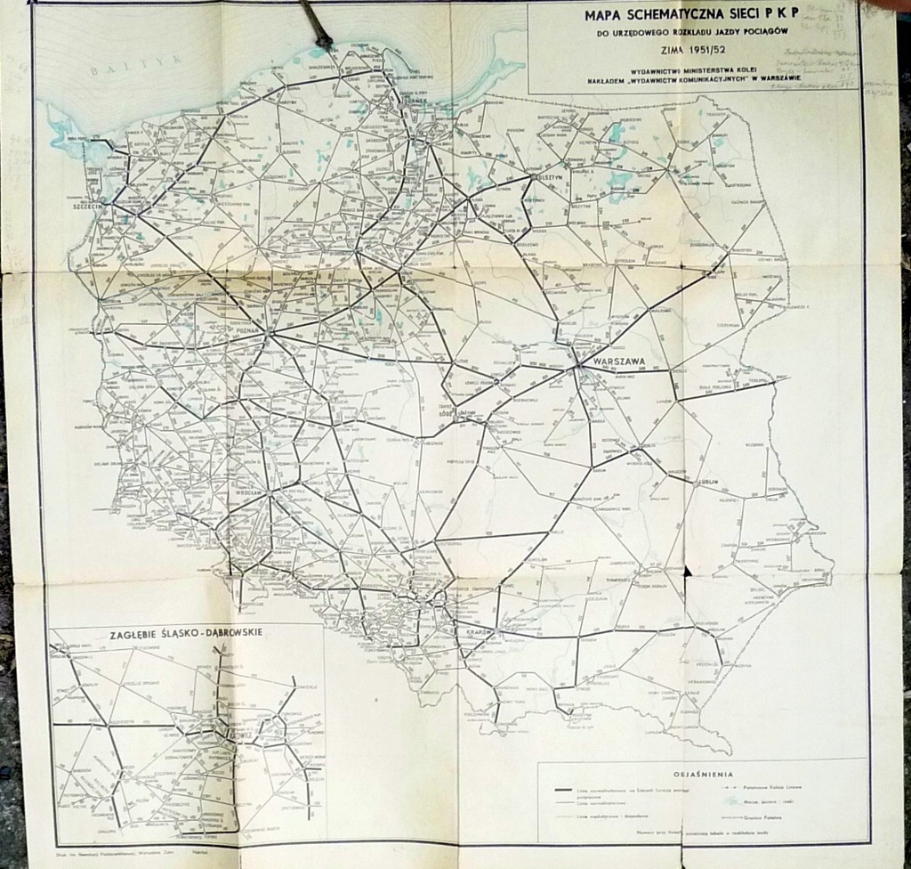 Mapa schematyczna sieci PKP zima 1951/52. - 13737677671 - oficjalne ...