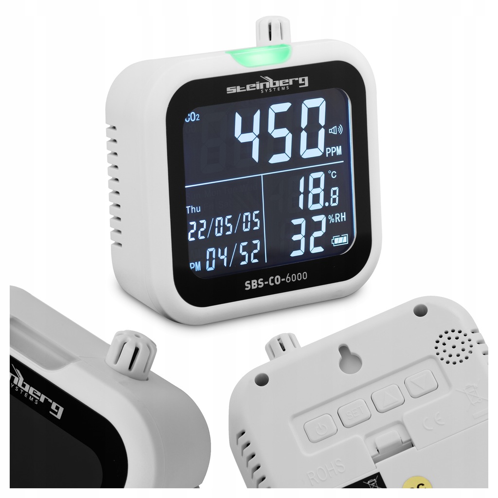 MIERNIK CO2 POMIAR TEMPERATURY I WILGOTNOŚCI LCD - 12183103531 ...