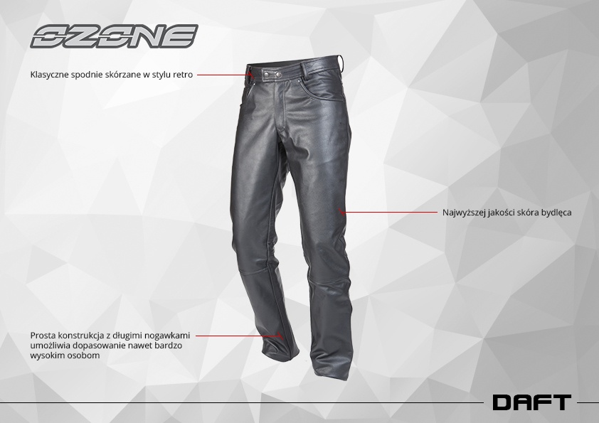 Spodnie skórzane męskie na choppera OZONE DAFT 7XL - 7816690422 ...