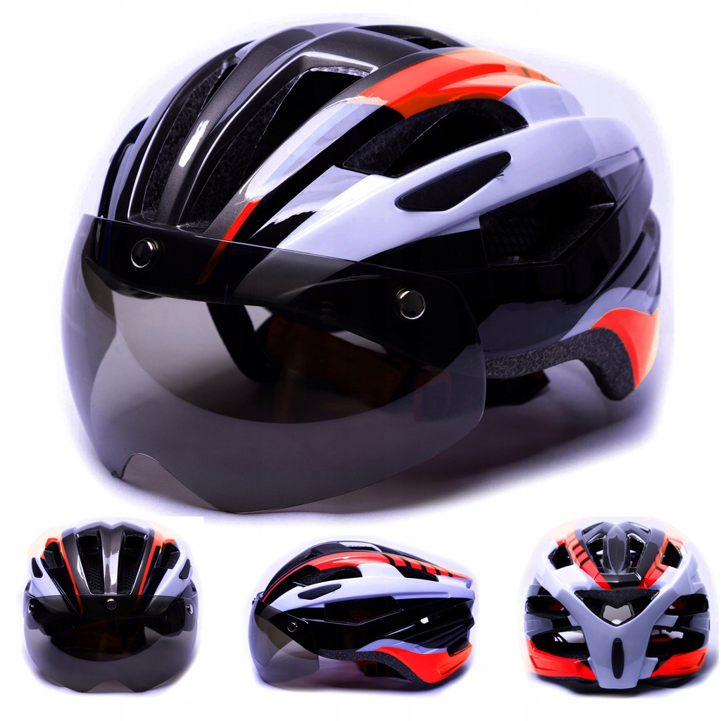 Kask rowerowy LEKKI regulowany z okularami magnes - 10861597683 ...
