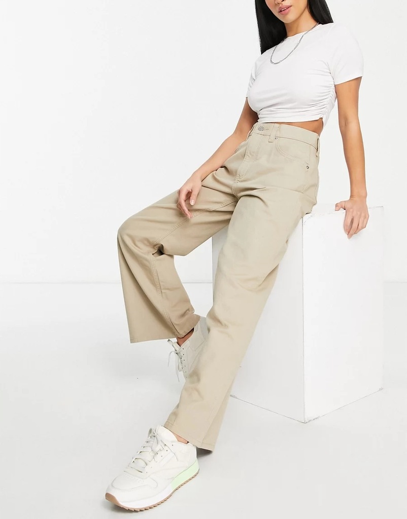 DLA NISKICH KOBIET SPODNIE BEŻOWE DŁUGIE 38 1XLJ - 12867317583 ...